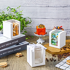 50 Set Wine Glass Gift Box Glassware Display Box Favor Boxes with Clear Window 9 oz Stemless Wine Glass Storage Box for Wedding Bridal Shower Baby Shower Birthday Parties Favors (White)