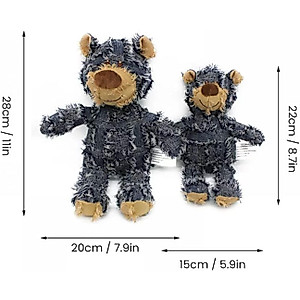 Indestructible Robust Bear, Dog Companion for Heavy Chewer Toy, Dog Stuffed Animals Chew Toy, Squeaky Dog Toys for Aggressive Chewers, Dog Training Interactive Play Toys (L, Brown+Blue)