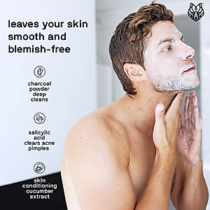 Black Wolf Men’s Charcoal Powder Face Wash- 5 Fl Oz- Facial Cleanser Removes Unwanted Impurities from Your Skin and Soothes Irritation- Subtle Blue Sage and Citrus Scent - Cruelty and Paraben-Free