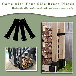 TFMUZERT Firewood Rack Outdoor Heavy Steel Stable Storage Holder Fit 2x4 Perfect for Outside Backyard Fire Pits Adjustable to Any Length