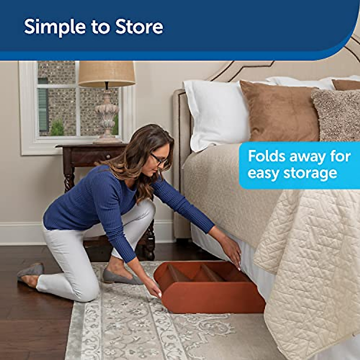 PetSafe CozyUp Folding Wood Pet Steps - Dog and Cat Stairs - Lightweight Durable Wooden Frame Supports up to 200 lb - Side Rails and Non-Slip Feet Provide Added Security - 25 inches