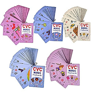 Lachilly CVC Words Flashcard Vowel+Consonant+Vowel Toddler Learning Supplies for Kindergarten Teacher Teaching Aids 126 Cards