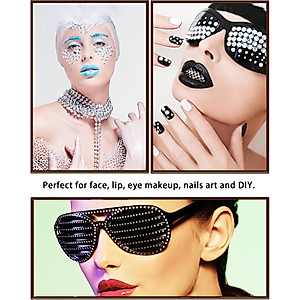 NIACONN Silver Face Jewels Gems Stick on, 10 Sheets/1410 Pcs Self Adhesive Rhinestone Hair Gems Stickers for Makeup & DIY- Silver