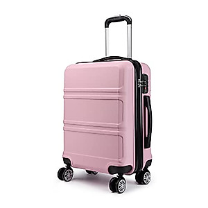 KONO 28 Inch Luggage Suitcase Lightweight with Spinner Wheels TSA Lock Hardside Large Checked Luggage Durable Rolling Suitcase Pink
