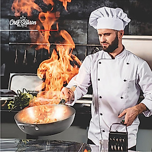 ChefSeason Carbon Steel Wok, 12.6" Round Bottom Wok Pan for Stir-Frying, Large Uncoated Nonstick Chinese Wok, Pre-Seasoned Deep Pow Wok for Gas Cooktops, Free Shopping Bag