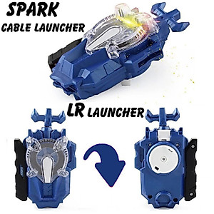 Mopogool Bay Blades Toy for Boys LR Sparking Launcher Grip, Bey Burst Evolution Battling Tops DB B-193 Booster Ultimate Valkyrie.Lg.V'-9 Starter Blade Blade Set Gaming Tops Kids Gifts