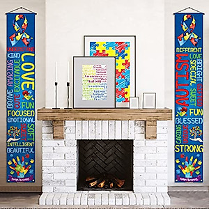 Nepnuser Autism Awareness Porch Banner April Front Door Wall Indoor Outdoor Hanging Decoration Photo Booth Backdrop