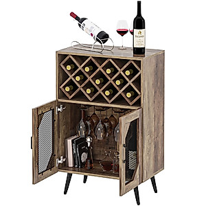 SogesGame Wine Cabinet Wine Storage Cabinet Liquor Cabinet Bar Wine Cabinet for Liquor, Freestanding Wine Rack with Glass Holder for Kitchen, Living Room, Dining Room