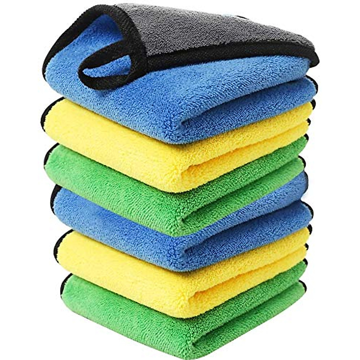 XYZU Microfiber Car Cleaning Towels,Ultrasoft Coral Velvet Drying Towels,Set of 6 Super Absorbent Scratch Free Cloths for Car Polishing Detailing and Home Washing