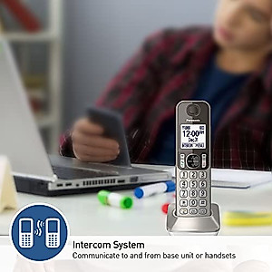 PANASONIC Corded/Cordless Phone System with Answering Machine and One Touch Call Blocking – 3 Handsets - KX-TGF353N (Champagne Gold)