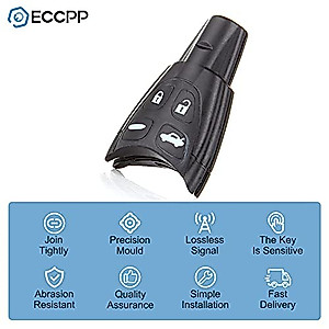 ECCPP 1X Keyless Entry Remote Control Car Key Fob Shell Case Replacement for 03-2009 for Saab 9-3 03-2006 for Saab 9-5 LTQSAAM433TX