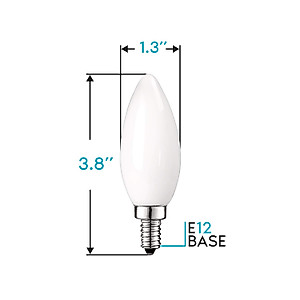 LUXRITE 5W Frosted E12 LED Bulb 60W Equivalent, 2700K Warm White, 450 Lumens, Dimmable Candelabra LED Bulbs, Torpedo Tip Glass, LED Candle Light Bulbs, UL Listed (6 Pack)