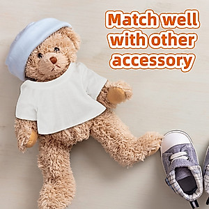 10 Pcs Stuffed Bear Tee Shirt Stuffed Animal Clothes Bear Basic Sublimation Blank T Shirt Classic Plush Bear T Shirt Easy to Wear Fit 14-18 Inches Stuffed Dolls (White)