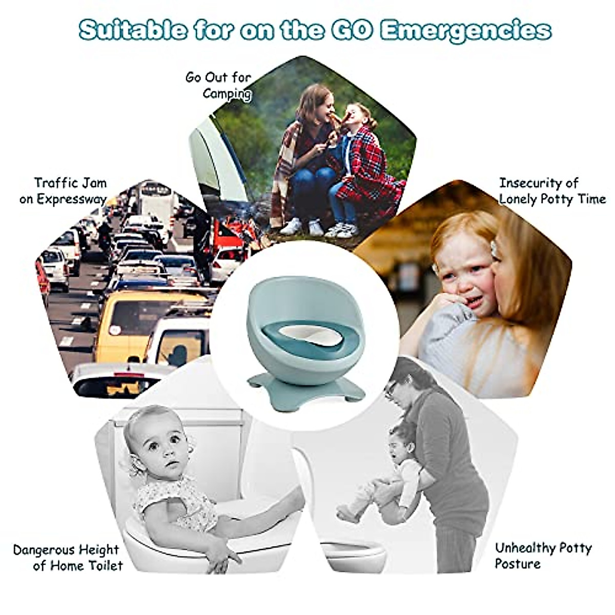 Costzon 2 in 1 Potty Training Seat, Potty Training Toilet w/Removable Potty Pot & Splash Guard, Real Toddler Potty w/High Backrest & Anti-Slip Pad, Egg-Shaped Toilet Trainer Seat for Girls Boys