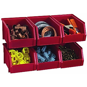 BIN-503-Pack Small Bin 6 Pack with Hangers, Red