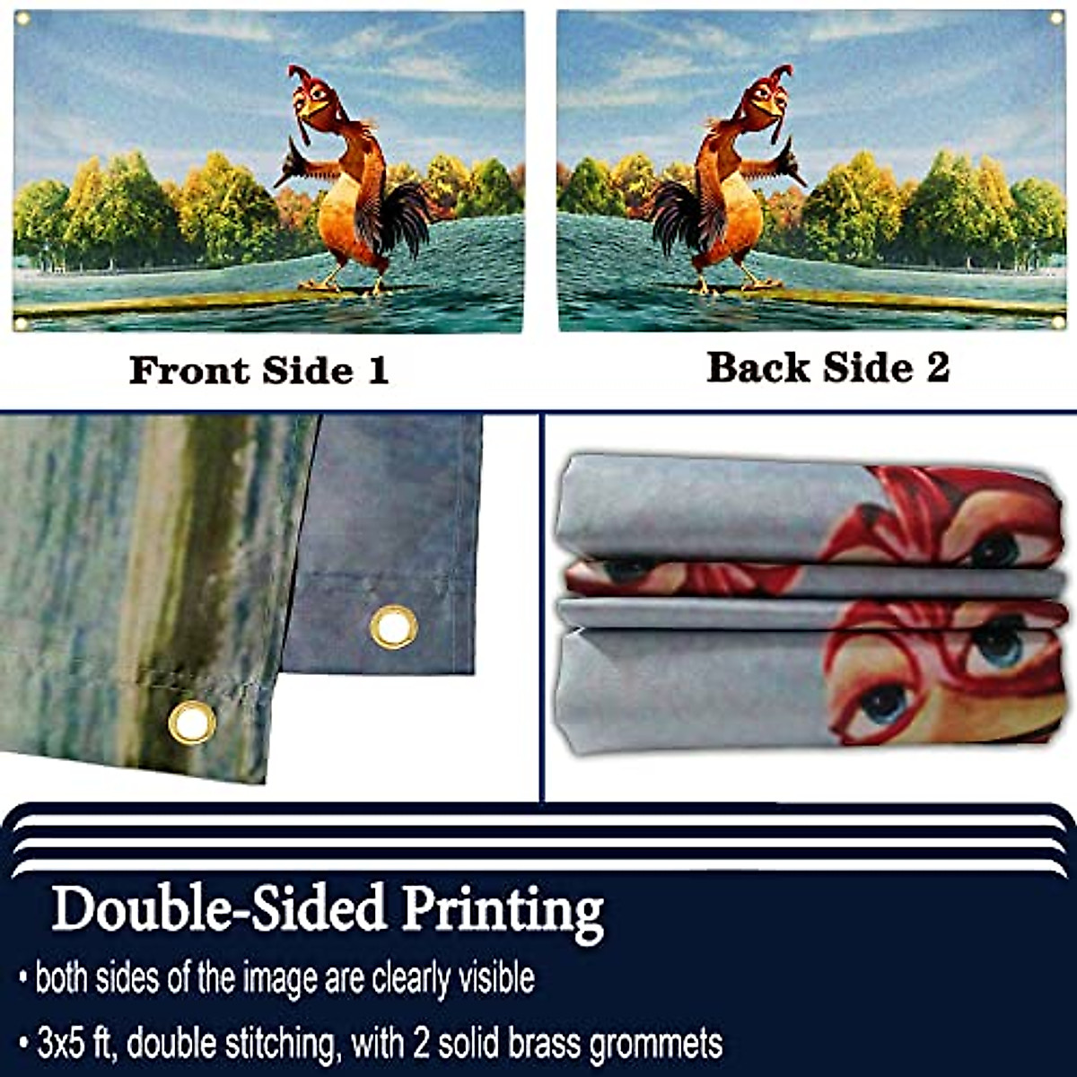 BDHTYU Chicken Flag 3x5 Ft Funny Flags for College Dorm Room Guys Double Sided Meme Flags Man Cave Bedroom Wall Art Decor Banner Gifts