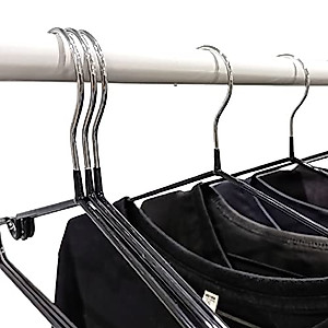 GXLQIJU Clothing Hangers Non-Slip Durable Metal Hanger with Rubber Coating Space-Saving Slim Standard Clothes Hangers for Shirt Skirt Coat (Black, 32pack)