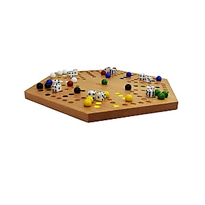 Solid Oak Double Sided Marble Board Game Hand Painted by Cauff (20 inch)