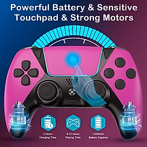 YU33 Ymir Scuf Wireless Controller Works with Modded PS4 Controller, Elite Control Remote Fits Playstation 4 Controller, Joystick/Controles de Pa4 with Mapping/Turbo/1200 mAh Battery, Rose Red/Pink