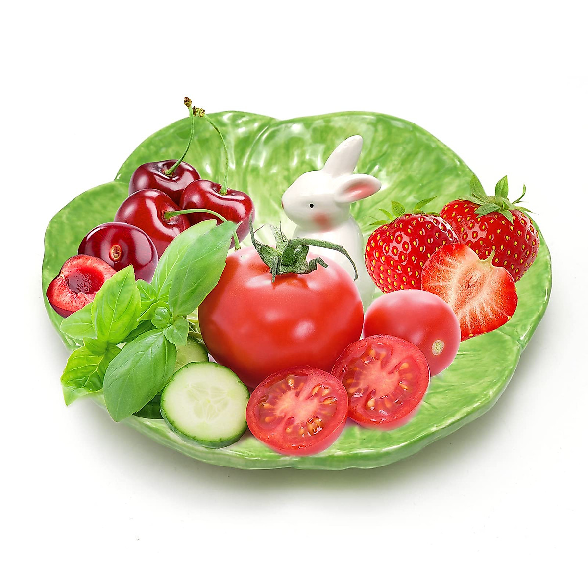 UOIENRT Easter Candy Dish, Cute Cabbage Bunny Shaped Ceramic Bowls, Salad Bowl, Soup Bowl, Rabbit Saucer for Fine Dining, Party, Girls, Easter, White