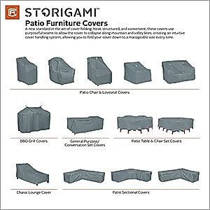Classic Accessories Storigami Water-Resistant 140 Inch Easy Fold Patio Furniture Cover, Monument Grey, Patio Furniture Covers