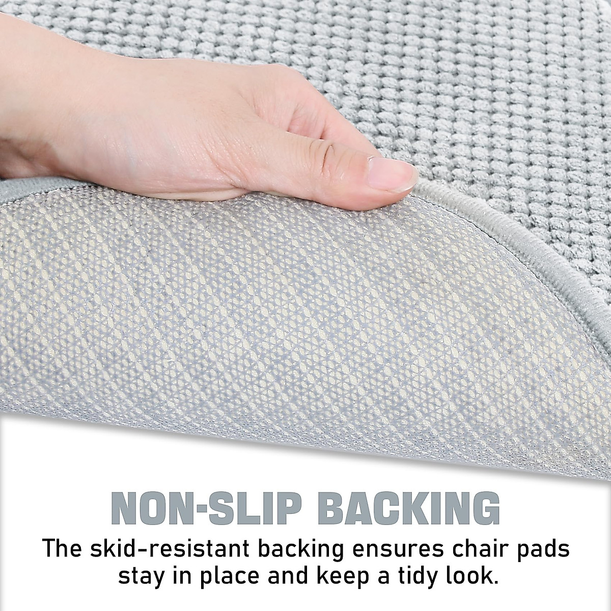 PRONOUS Light Grey Memory Foam Chair Pads, 2 Pack D-Shaped Seat Cushions for Dining Office Chairs, 17" x 15", Nonslip