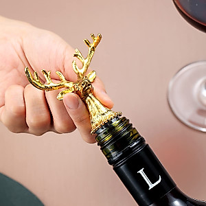Berglander Black Deer Head Wine Stopper, Zinc Alloy Champagne Stoppers, Wine Corks Trolleys, Great Gifts for Friends, Lovers, Husbands, Wife
