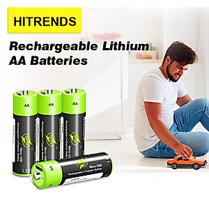 AA Batteries - USB Rechargeable Double A Lithium Batteries - Li-ion Battery Cell - 1.5V / 1700mAH (4-Pack) - Not NI-MH/NI-CD/Alkaline Batteries - ECO-Friendly and Recyclable - No Memory Effect（Green)