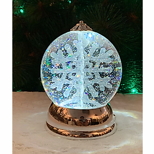 Christmas Decor Lighted Snow Globe with Spinning Snowflake, Battery Operated (not Included) - 6.5" H x 4.5" W x 4.5" D