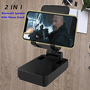 Gifts for Men, Mobile Phone Stand with Bluetooth for Him Dad Women,HD Surround Sound Perfect for Home and Outdoors with Bluetooth Speaker for Desk Compatible with iPhone/ipad/Samsung Galaxy(Black)