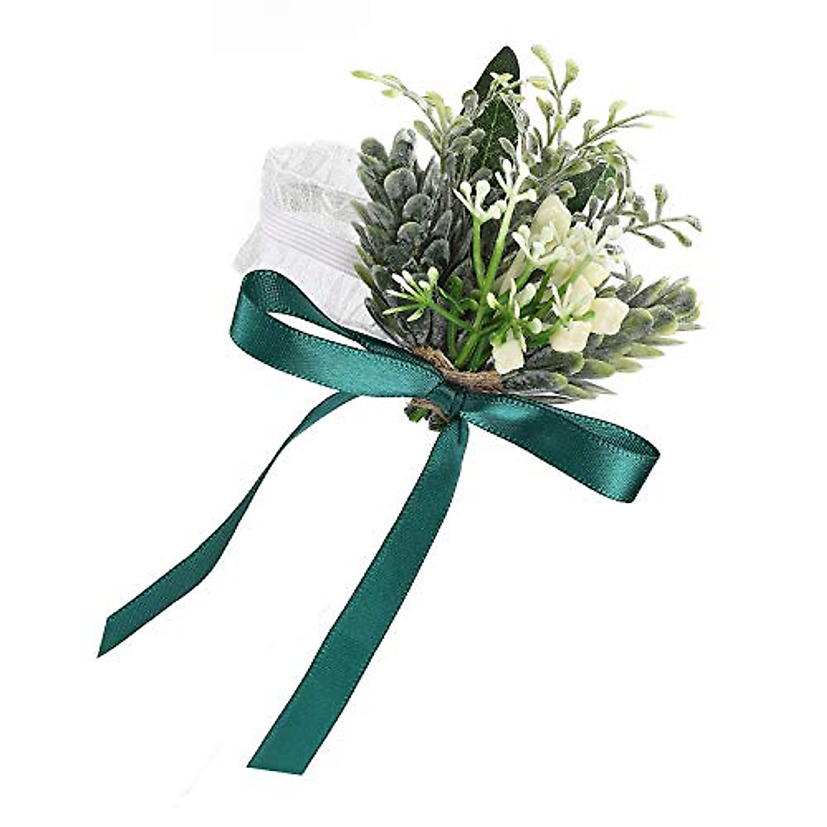 YSUCAU Corsage and Men Boutonniere Set for Wedding, Greenery Corsages Wristlet Band Bracelet for Wedding Mother of Bride and Groom, Prom Flowers