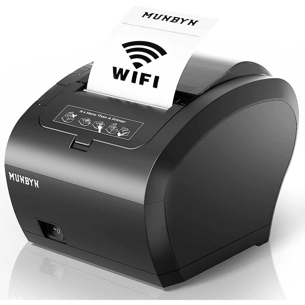 MUNBYN WiFi Receipt Printer with USB Port, 80mm POS Printer Works with Square Mac Windows Chromebook Linux Cash Drawer, ESC/POS (P047-WiFi), Do Not Support Clover Ubereats Shopify Bluetooth 5G WiFi