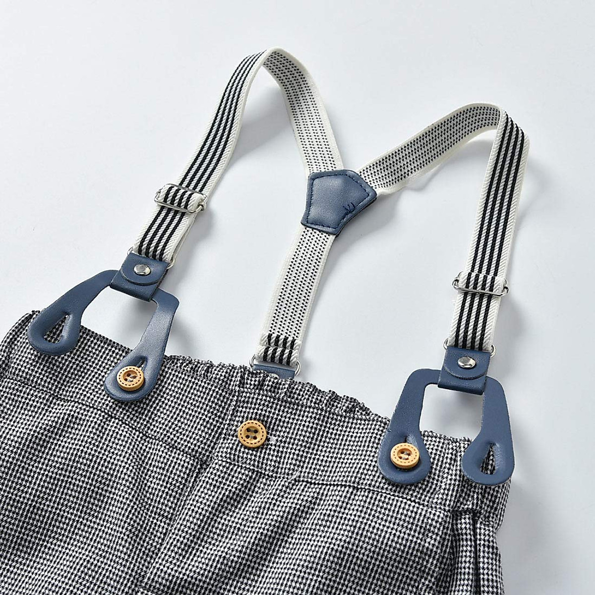 Baby Boys Shirt Overall Suit Suspender Cotton Outfits Bowtie Comfortable Rompers Long Sleeve Gentleman Tuxedo Wedding Formal Suits Set for Birthday Party 12-18M 4PCS Pink