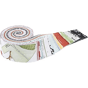 J Wecker Frisch White As Snow Rolie Polie 40 2.5-inch Strips Jelly Roll Riley Blake RP-13550-40