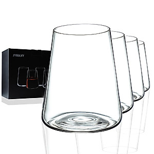 JYB&XY Stemless Wine Glass Set of 4 wine glass 16oz Hand Made Crystal Red White Wine Glasses for Daily Use, Hosting, Home Bar, Evening Party Gift Idea for Men or Women Housewarming