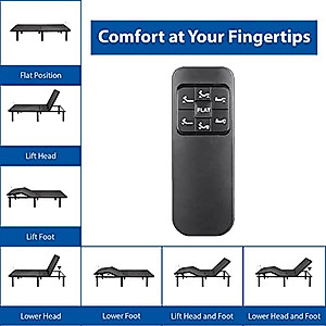 Deep Sleep Enabling Serenity Adjustable Bed Frame Full, Head & Foot Incline, 7 adjustable positions, Wireless Remote, Compact, Zero Gravity Lounge Bed, Electric Bed Base, Easy Assembly - Black