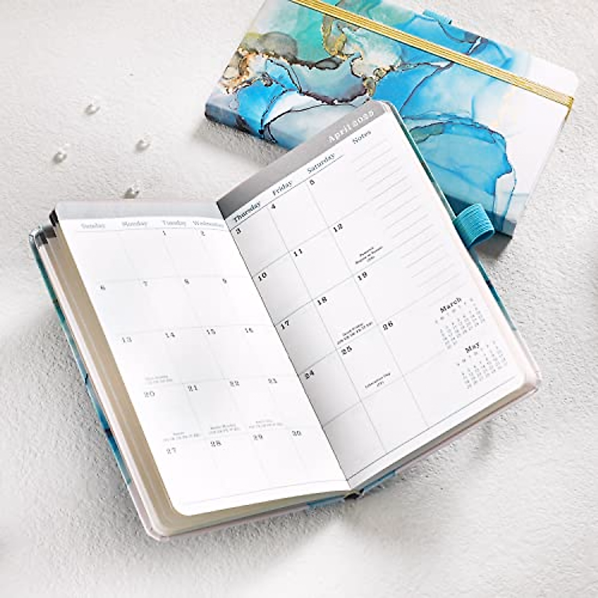 Pocket Planner/Calendar 2023-2026 - Monthly Pocket Planner/Calendar with 63 Notes Pages, Jul. 2023 - Jun. 2026, 3.8" x 6.4", 3 Year Monthly Planner with Inner Pocket + Pen Hold - Teal Waterink
