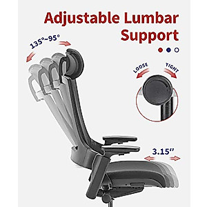 CLATINA Ergonomic High Swivel Executive Chair with Adjustable Height Head 3D Arm Rest Lumbar Support and Upholstered Back for Home Office Black Mesh/High Back