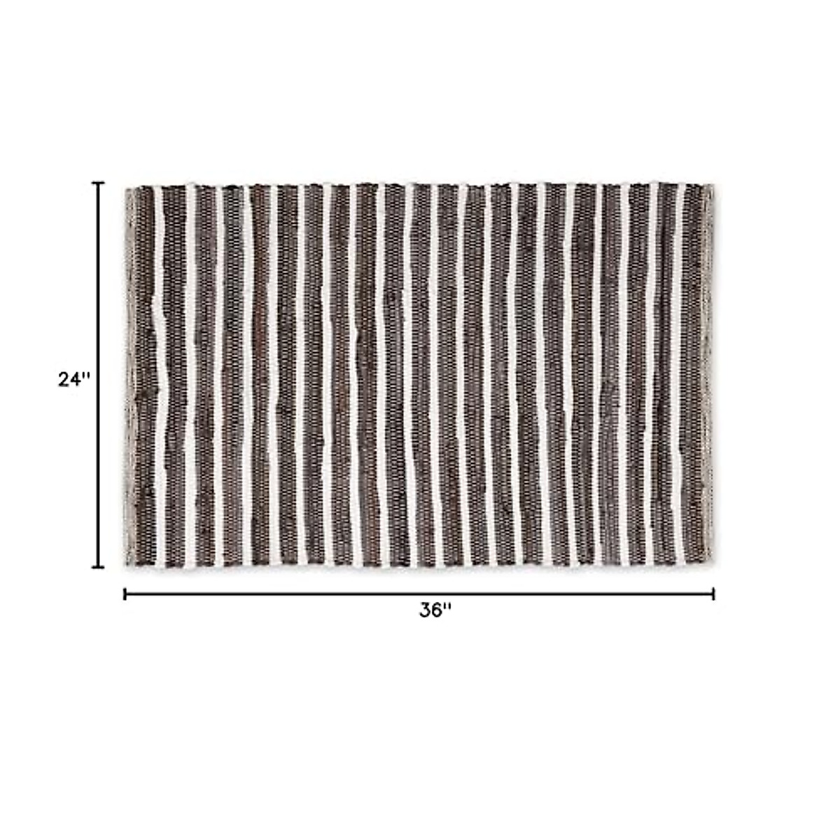 DII Chindi Home Collection Cotton Handwoven Slim Stripe Area Rag Rug, 2x3', Dark Brown