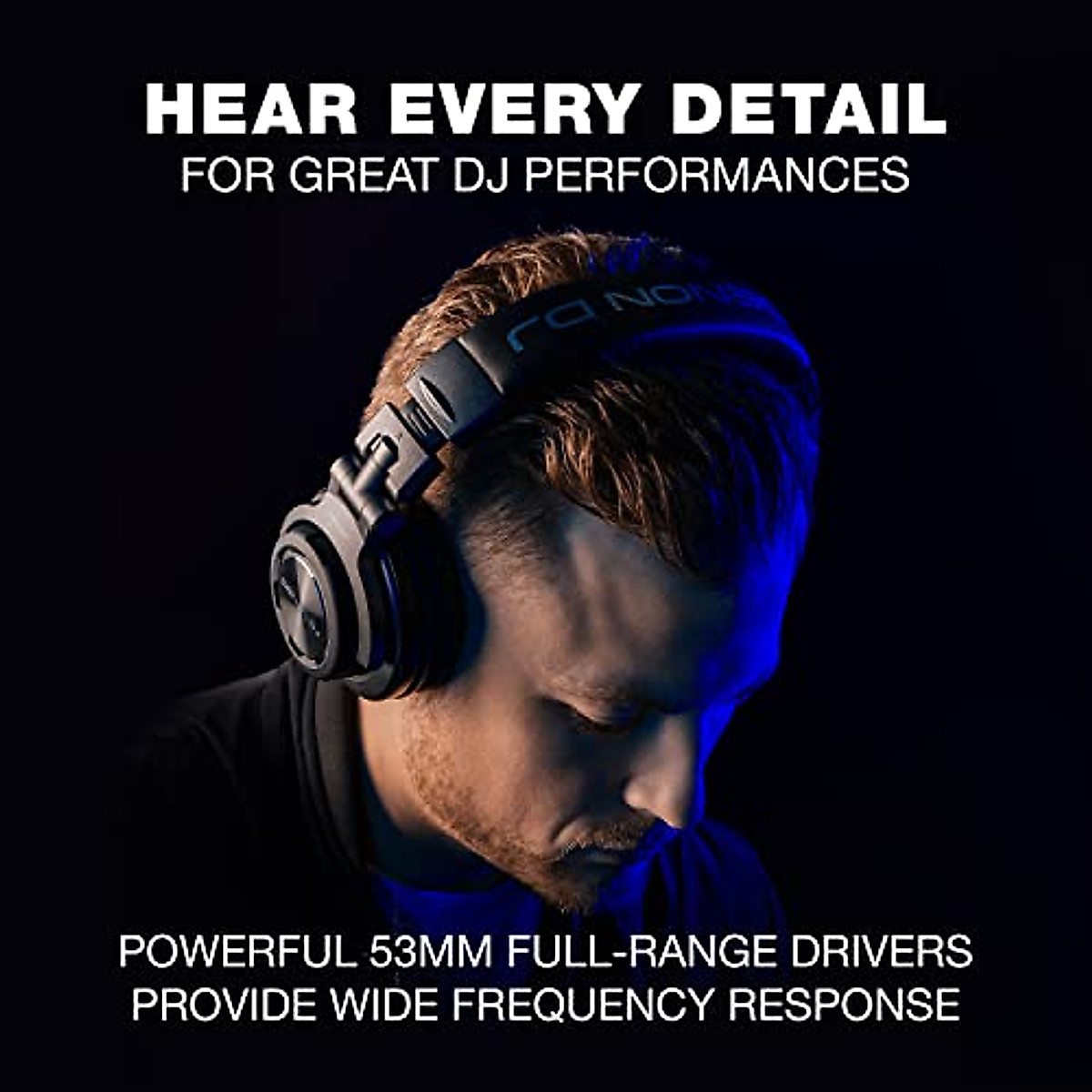 Denon DJ HP1100 | Professional Over-Ear DJ Headphones with 180-degree Cup Swivel & Leather Carry Bag (53mm driver / 3500mW input)