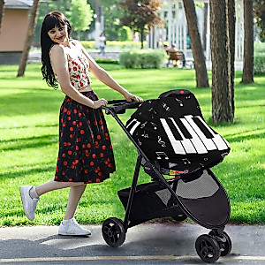 Music Icon with Piano and Musical Notes Baby Car Seat Covers Canopy Nursing Cover Breastfeeding Scarf Soft Breathable Stretchy Coverage Infant Stroller Cover Multi Use for Boys Girls Babies
