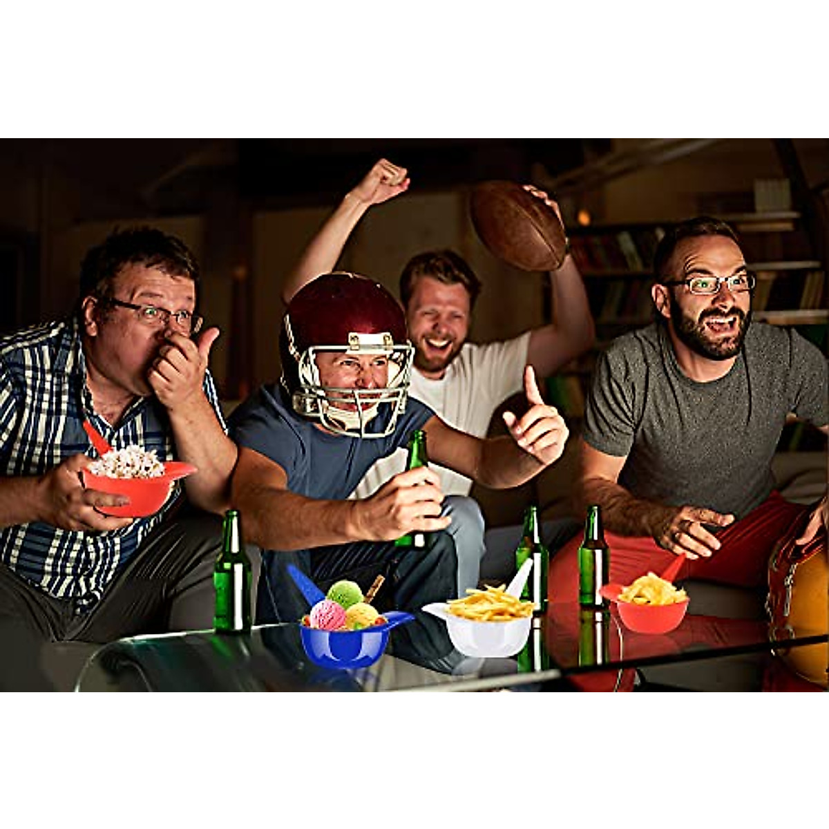 FJZZ 48 Pack Baseball Helmet Ice Cream Bowls with Spoons 8oz Mini Dessert Cups Sundae Bowls Parfait Cups Appetizer Cups, Reusable Serving Baseball Cup Bowls for Birthday Party