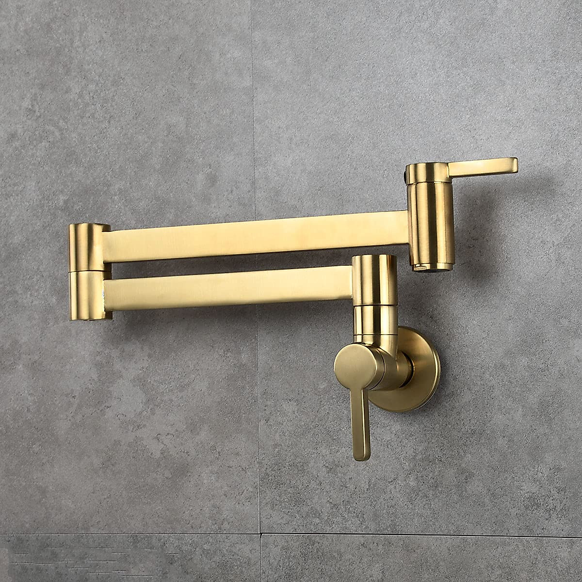 Brushed Gold Pot Filler Faucet Wall Mount, Biveah Brass Folding Kitchen Sink Faucet Single Hole, KLB011BG