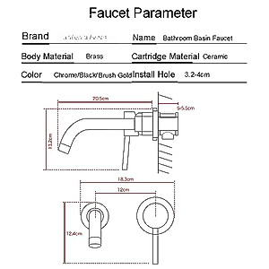 DUSJYOHRD Modern Brass Wall Mounted Bathroom Basin Faucet Wall Sink Swivel Spout Bath Mixer Tap Crane Brush Golden Bronze Finished(White)