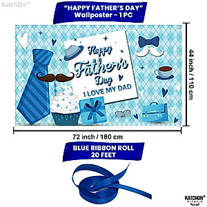 XtraLarge, Happy Fathers Day Banner - 72x44 Inch | Happy Fathers Day Decorations | Happy Fathers Day Backdrop for Photography | Happy Father's Day Party Decorations | Blue Fathers Day Decorations