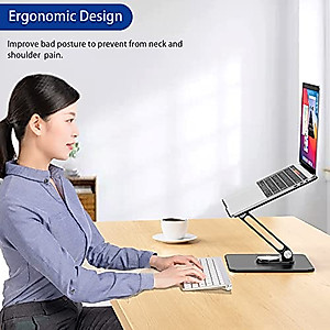 BESIGN LSX7 Laptop Stand with 360° Rotating Base, Ergonomic Adjustable Notebook Stand, Riser Holder Computer Stand Compatible with Air, Pro, Dell, HP, Lenovo More 10-15.6" Laptops (Black)
