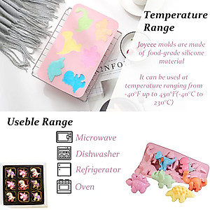 Joyeee Silicone Baking Mold Tray, Cartoon Dinosaur Candy Mold Non-stick Muffin Pan Cake Molds for Pudding Ice Cube Chocolate Fondant Cake Decorations DIY Handmade Soap, fit for Kids Parties, Birthday