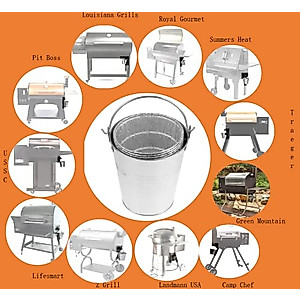 Firsgrill Grease Bucket & Liners Replacment Traeger, Z Grill, Green Mountain Pellet Wood Smoker(1, Siliver Bucket)