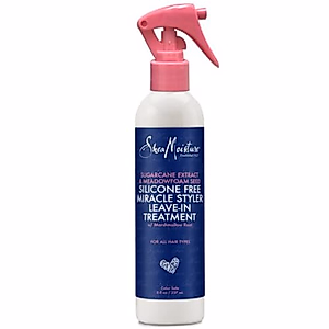 Shea Moisture Silicone Free Miracle Styler Leave In Conditioner Spray with Sugarcane Extract and Meadowfoam Seed, Unisex Leave In Treatment Detangler Spray, 8 Oz