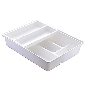 KUYYFDS Kitchen Drawer Dividers Cutlery Tray,Sliding 2-Tier Plastic Drawer Organizer for Utensils Drawer Organizers